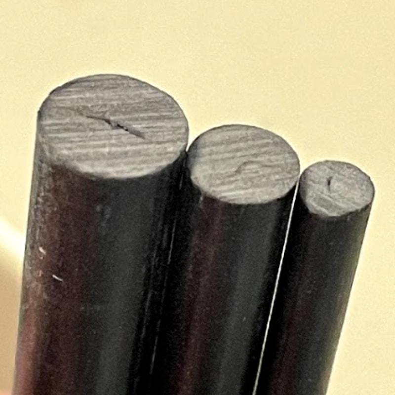 BLACK Fiberglass/G10 Solid Round Rod Bundles- 1/8", 3/16" or 1/4" Clea
